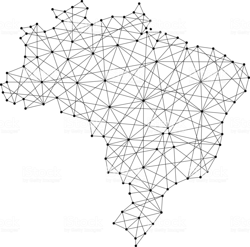Map of Brazil from polygonal black lines and dots of vector ...