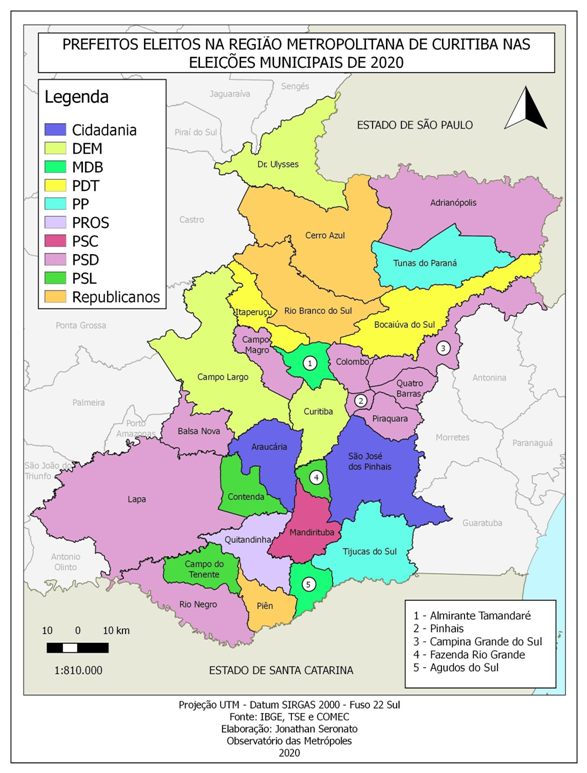 Figura 1 – RMC_mapa dos partidos 2020 - Observatório das Metrópoles