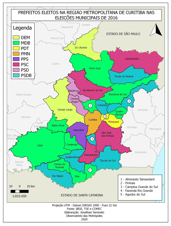 Figura 2 – RMC_mapa dos partidos 2016 - Observatório das Metrópoles