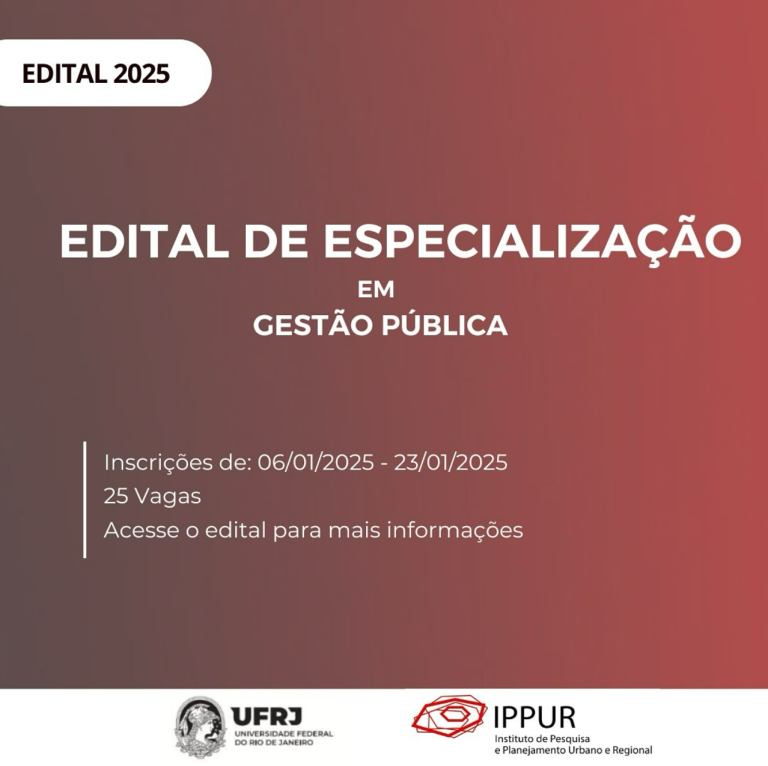 Especialização em Gestão Pública (IPPUR/UFRJ) - Turma 2025 ...